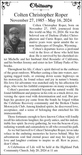 Colten Christopher Roper | Obituaries | douglas-budget.com