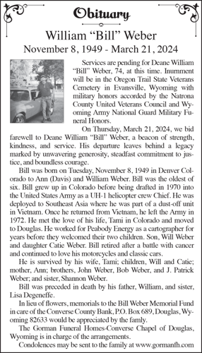 William “Bill” Weber | Obituaries | douglas-budget.com