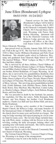 June Ellen (Bondurant) Lythgoe | Obituaries | douglas-budget.com