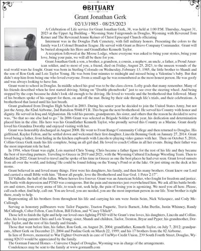 Grant Jonathan Gerk | Obituaries | douglas-budget.com