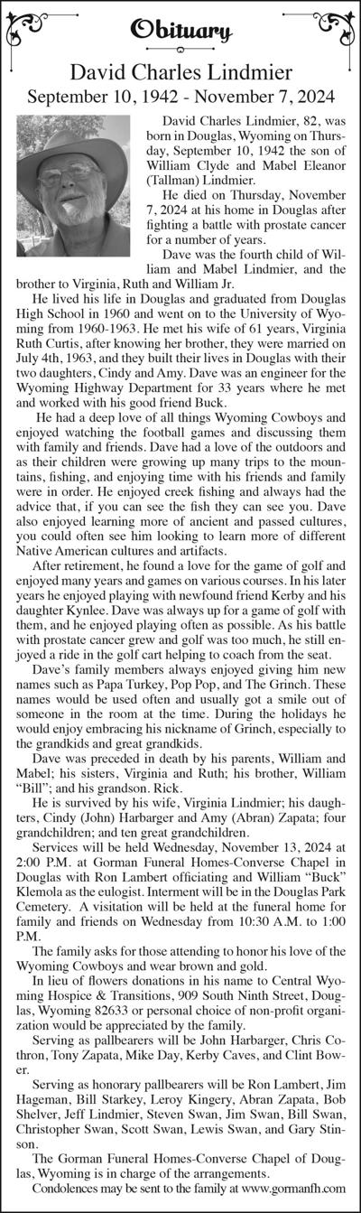 David Charles Lindmier | Obituaries | douglas-budget.com