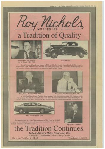 Roy Nichols Motors in Courtice celebrates 100 years in business