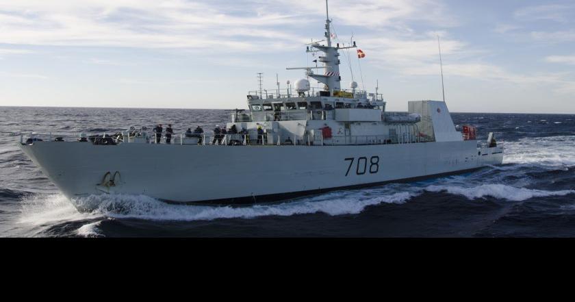 Naval ship, the HMCS Moncton, docked at Oshawa Harbour today