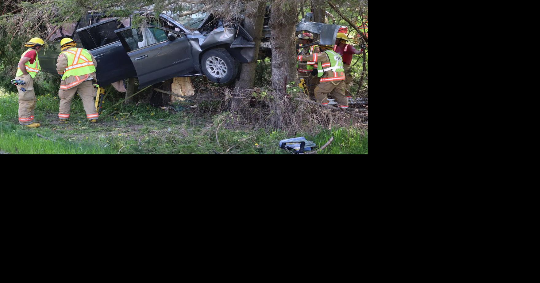 Uxbridge crash results in a vehicle stuck in a tree