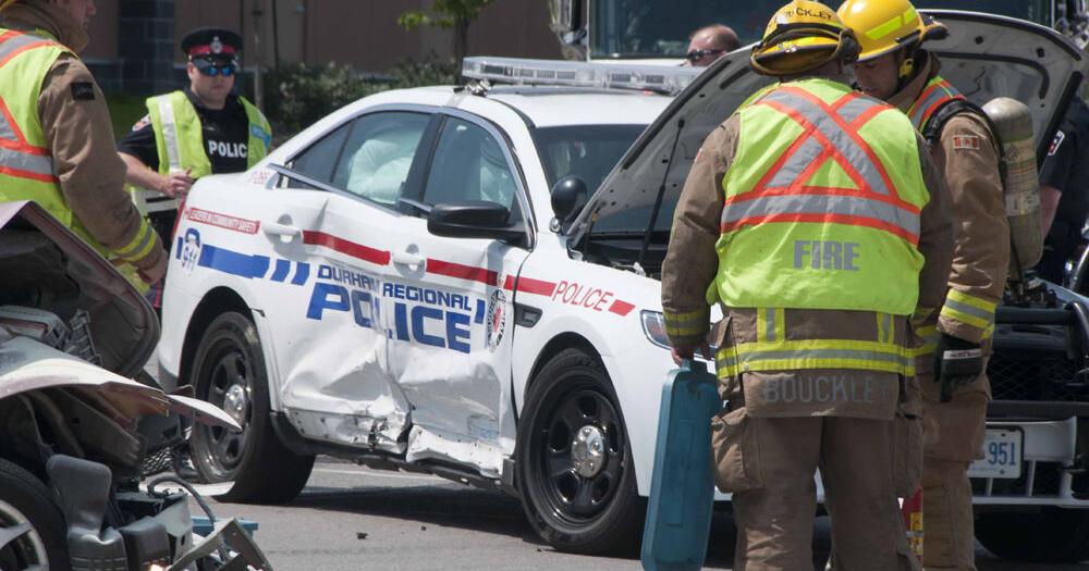 Crash in Oshawa involving Durham police cruiser, car
