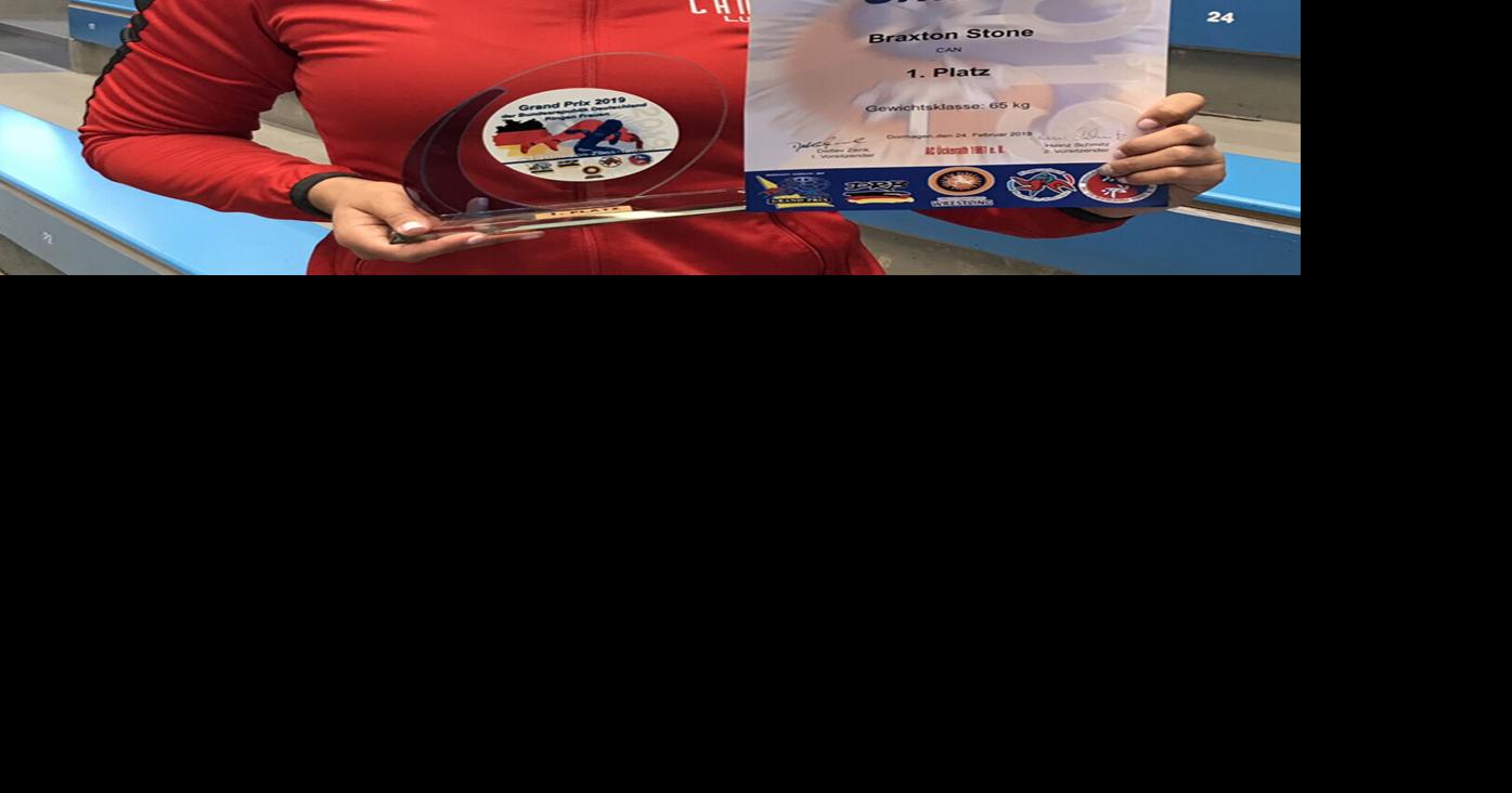 Pickering's Braxton Stone-Papadopoulos grapples to gold in Germany