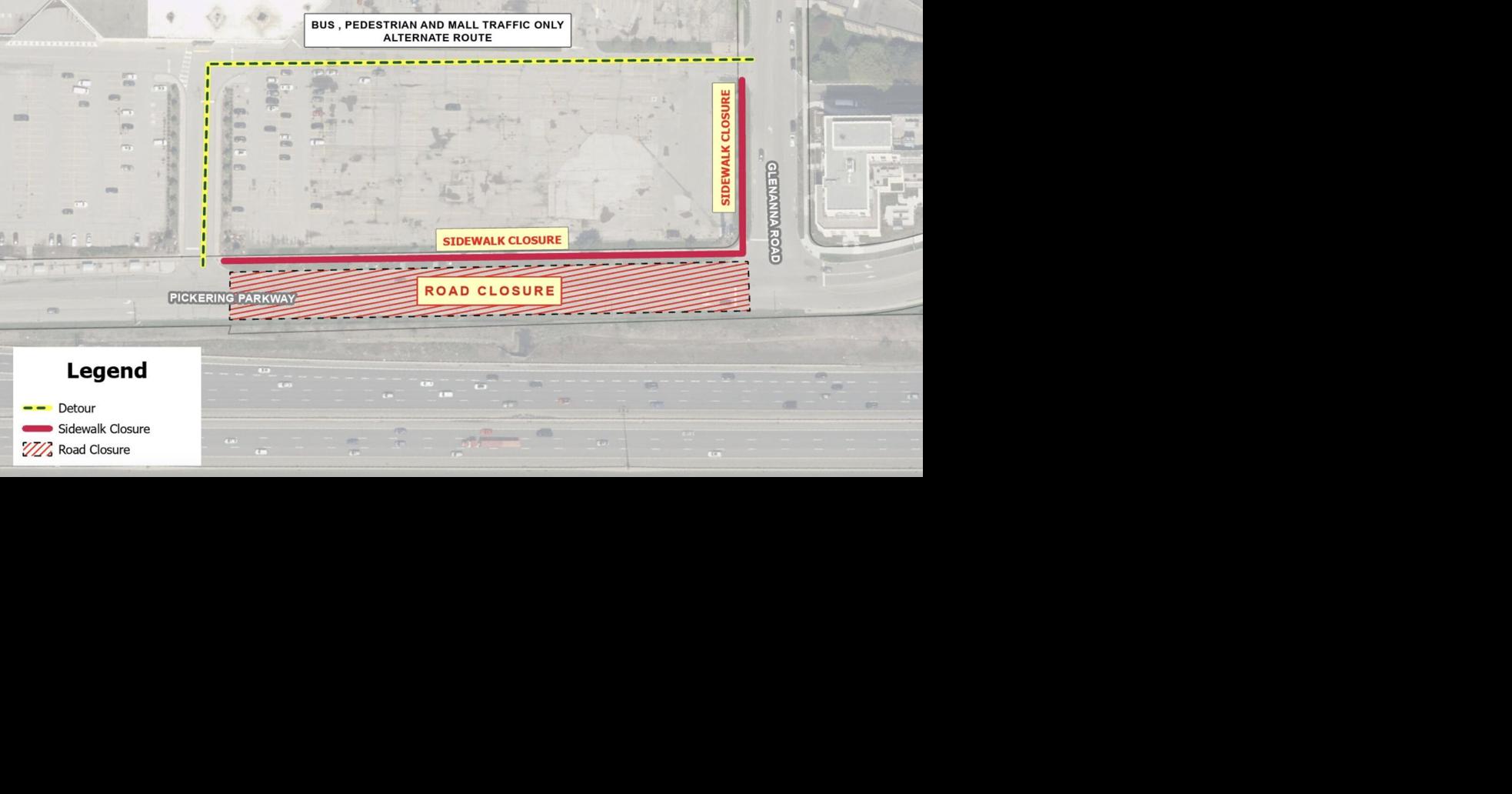 Pickering road, sidewalk closure to last 5 months