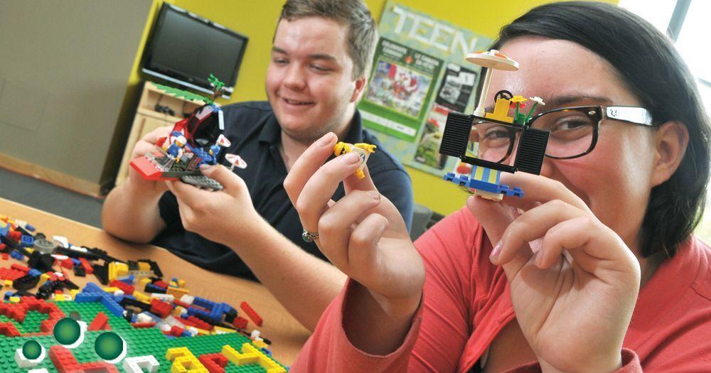LEGO landscape to dot Scugog library
