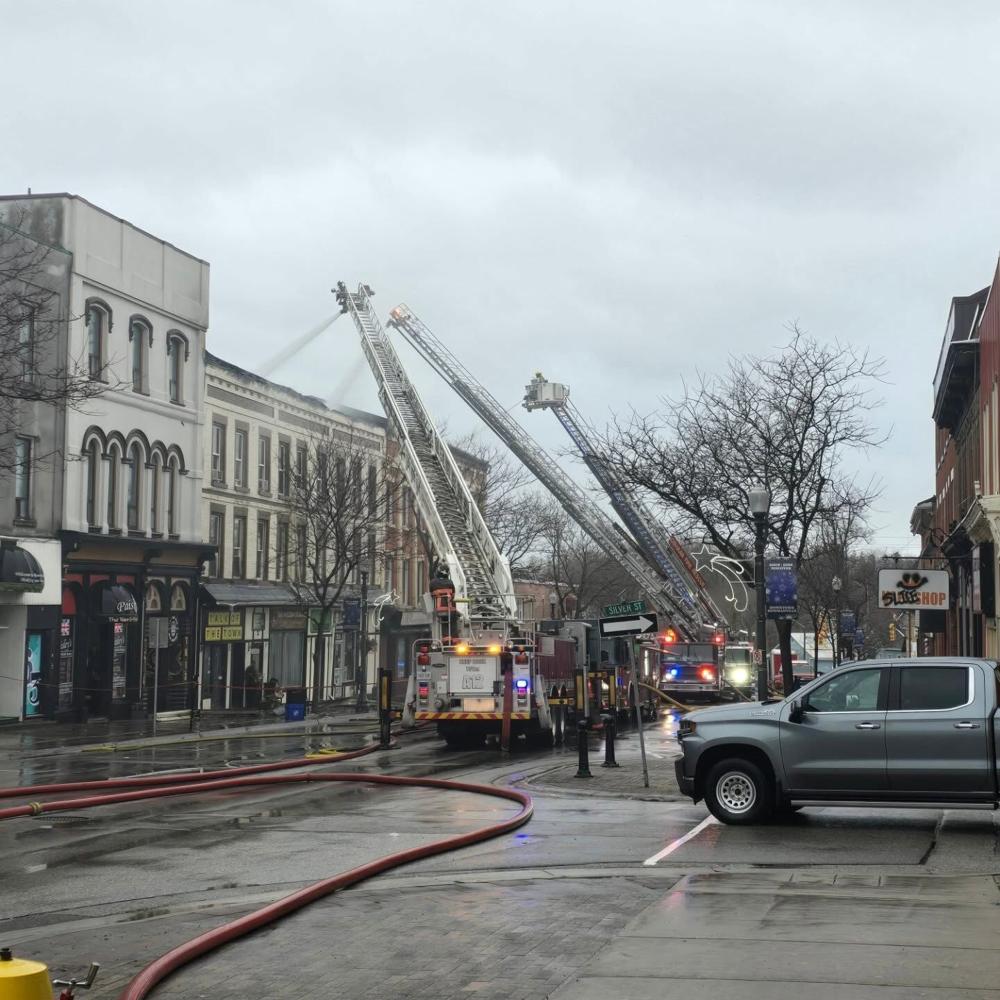 Firefighters continue to battle downtown Bowmanville blaze