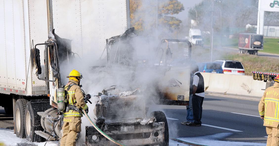 Truck fire on Hwy. 401 in Whitby