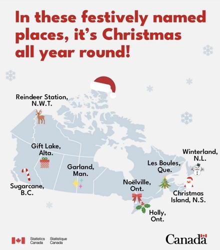 Statistics Canada highlights festive place names