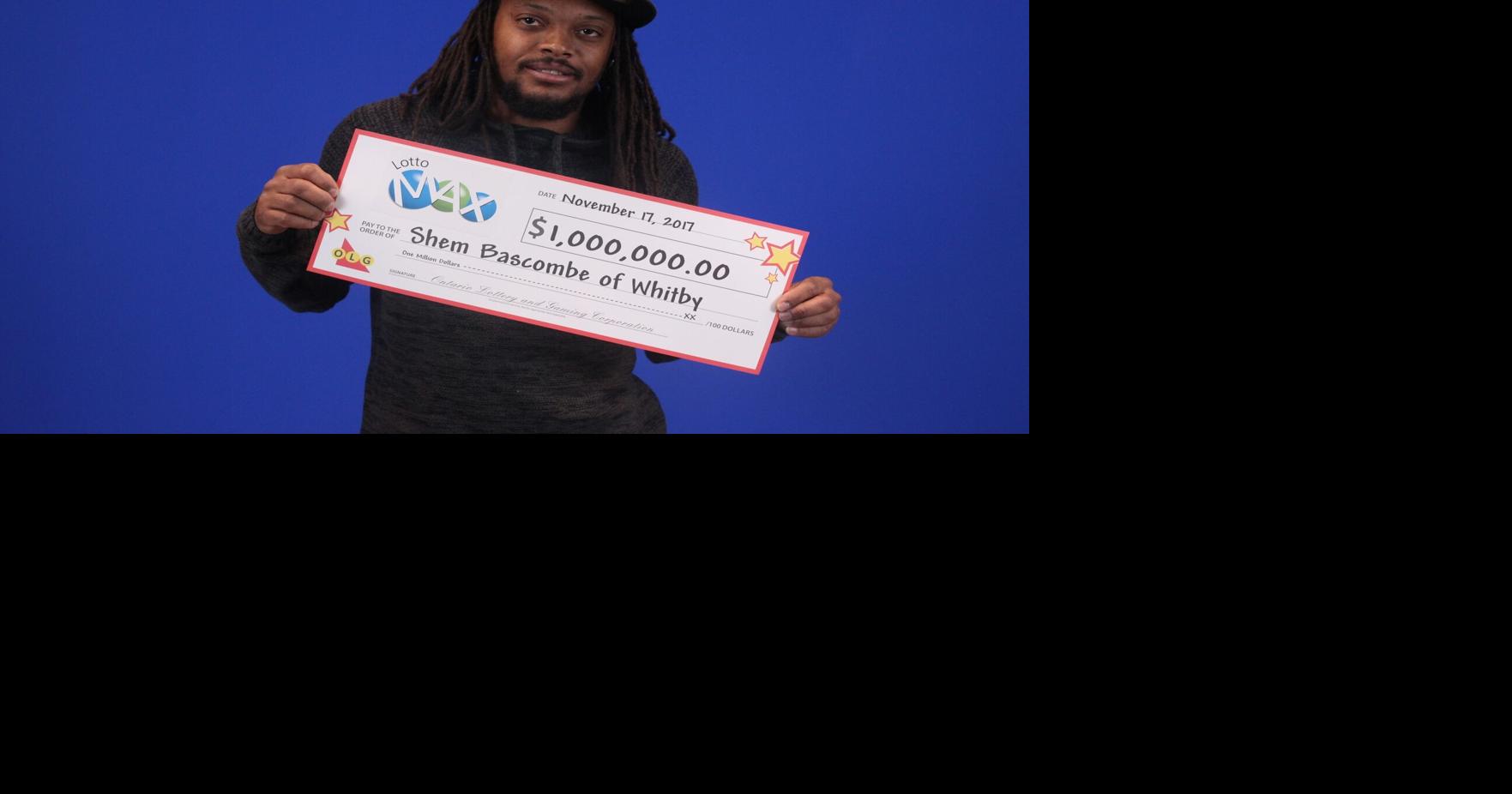Shem Bascombe of Whitby wins $1 million in Lotto Max draw