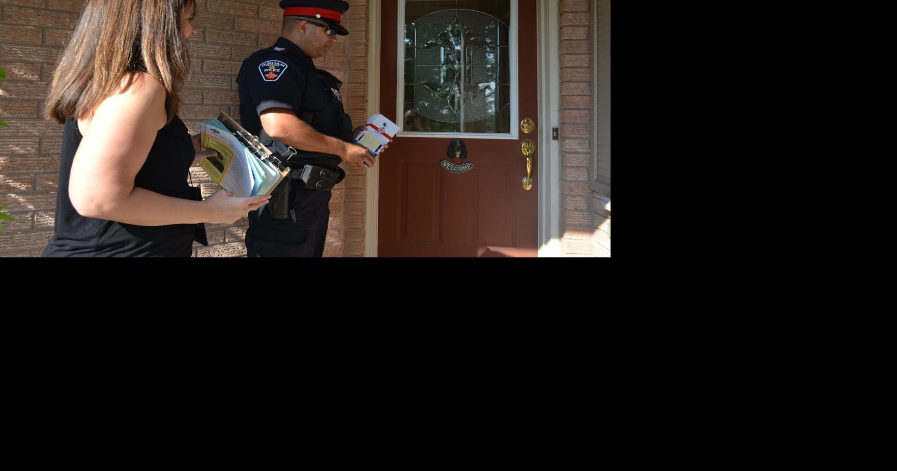 Hundreds of Whitby residents had the police at their front door on Sunday