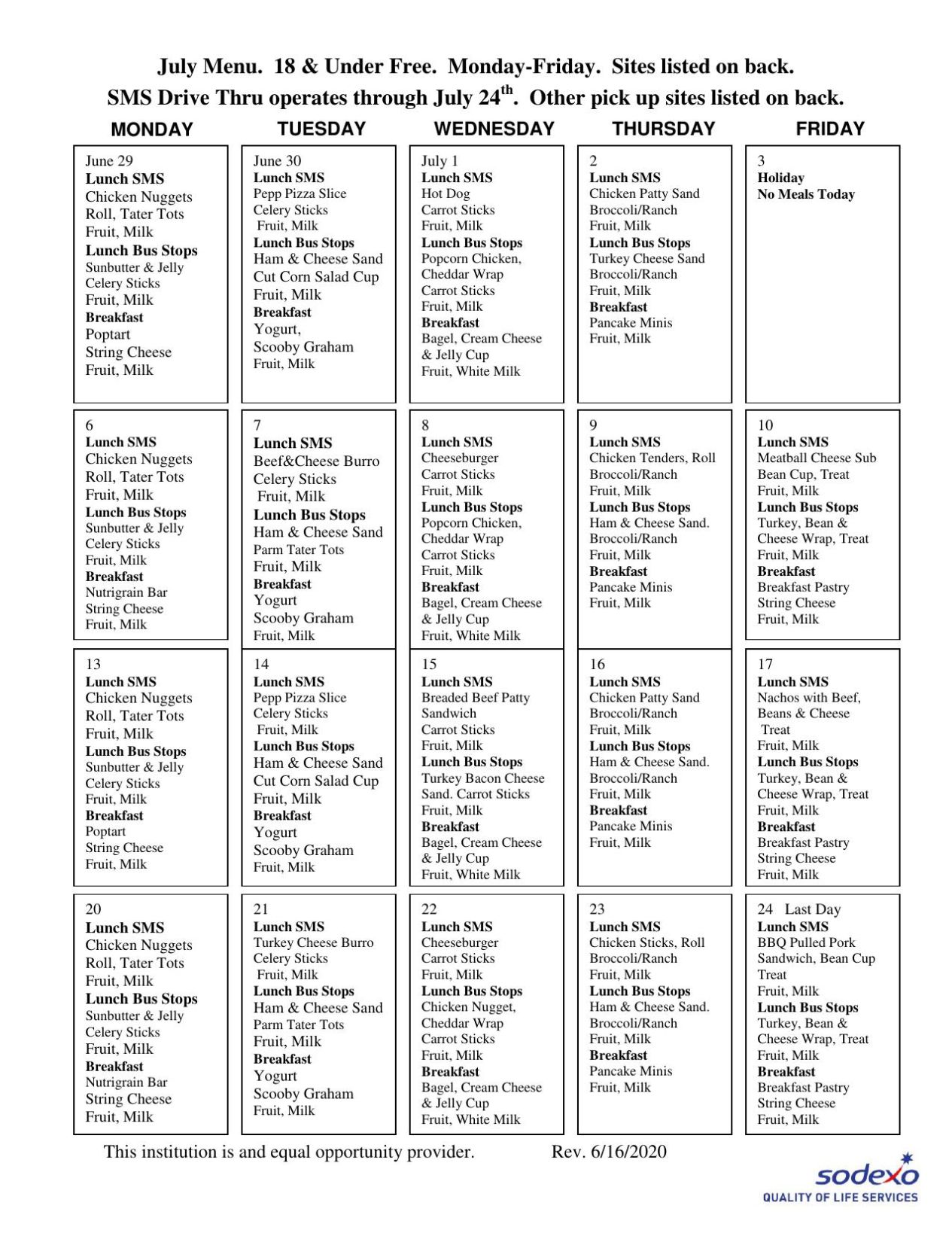 July menu | | eacourier.com