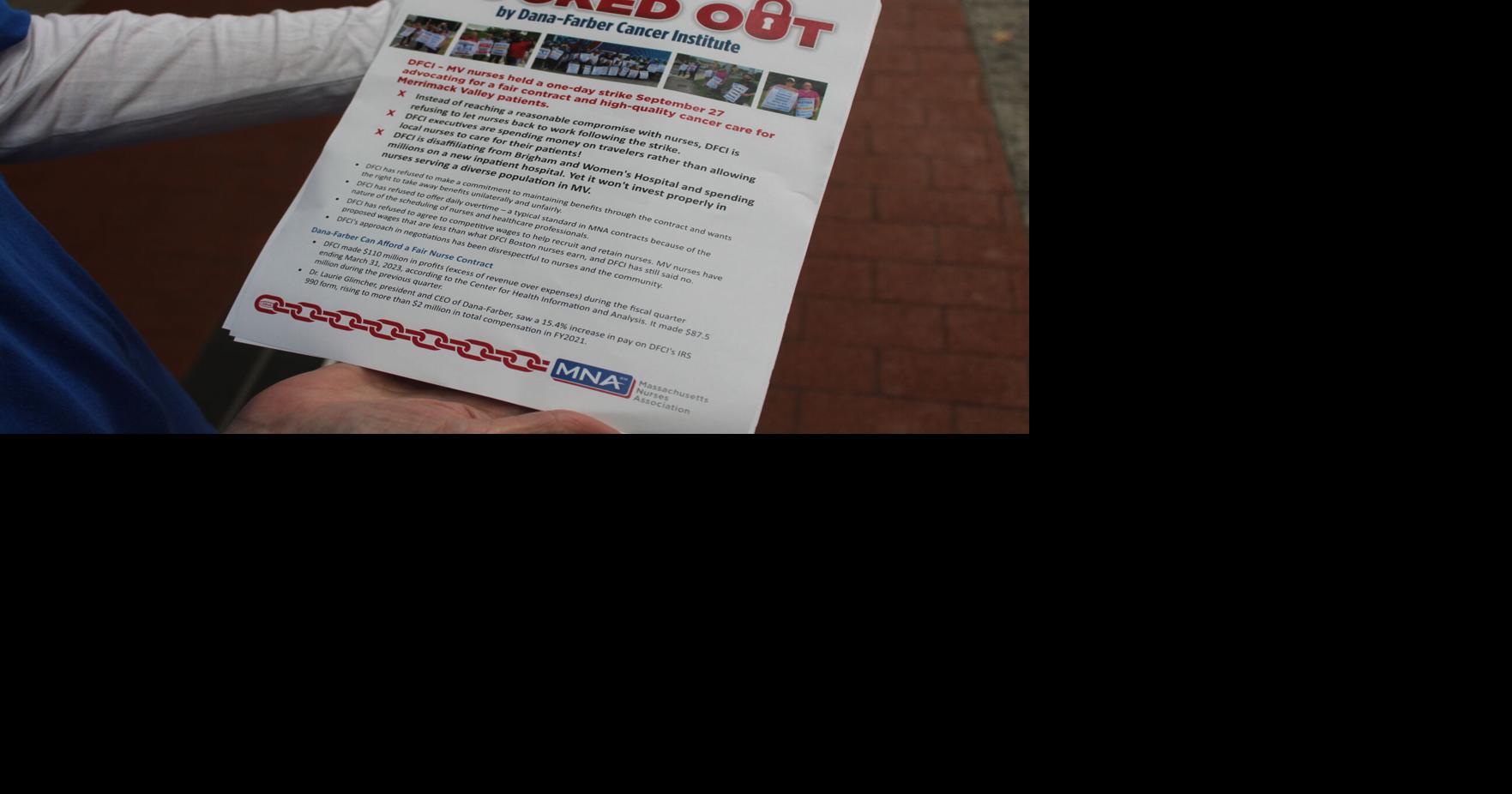 Methuen nurses hand out leaflets at Dana-Farber during lockout ...