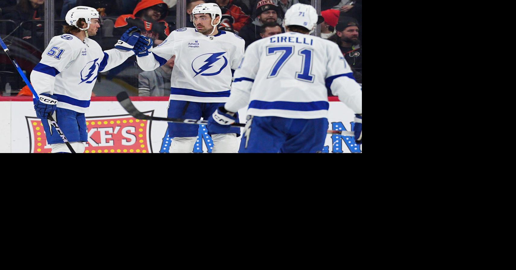 Kucherov scores on 1st 2 shots, Lightning beat Flyers 7-2 for 9th ...