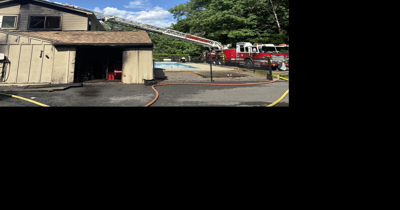 Local firefighters respond to pool house in flames at North Andover ...