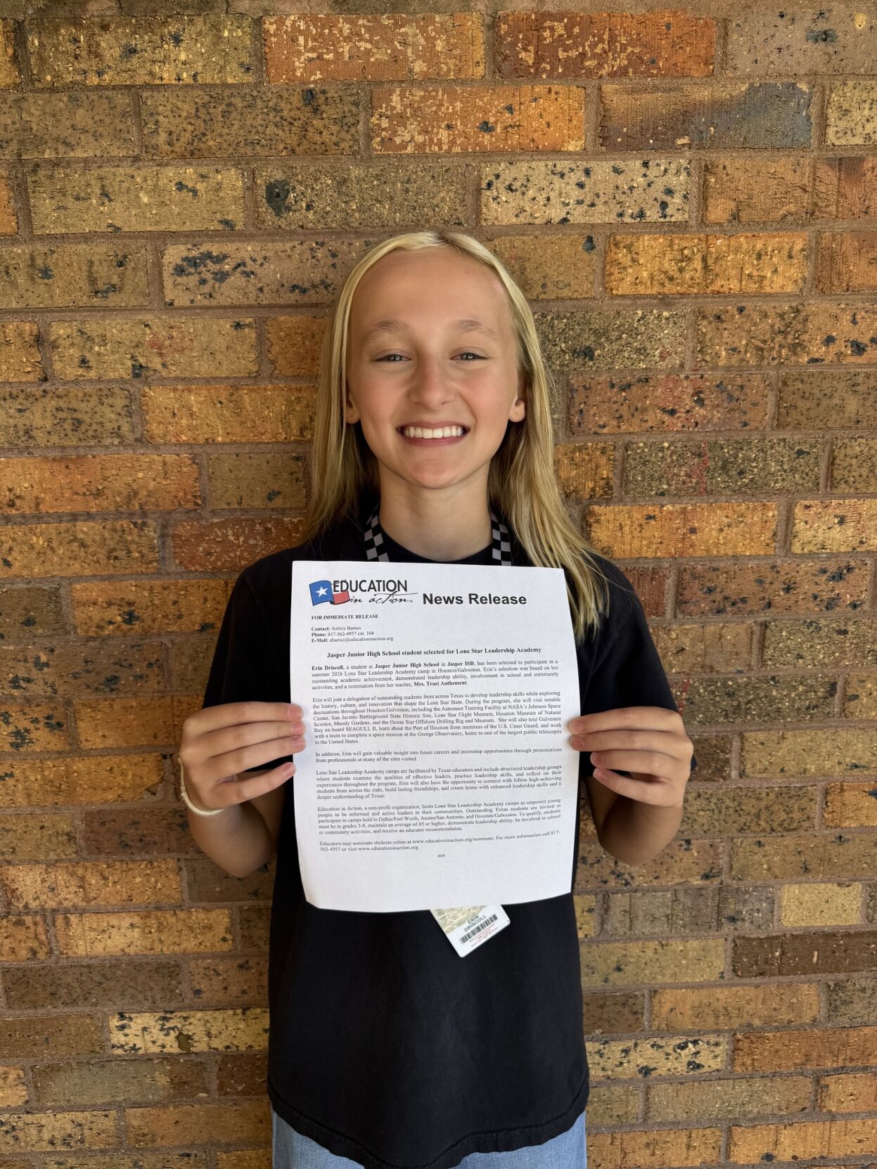 Jasper Junior High Student Selected for Prestigious Lone Star ...