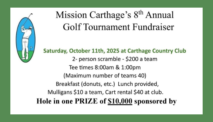 Mission Carthage Hosting 8th Annual Golf Tournament Fundraiser | Kgas ...