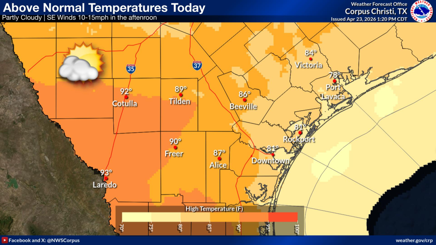 Above normal temperatures today across South Texas | State News ...