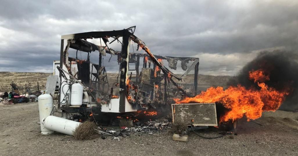 Occupant burned in Deeth RV fire