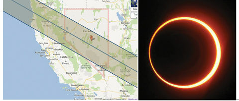Solar eclipse over Nevada Sunday