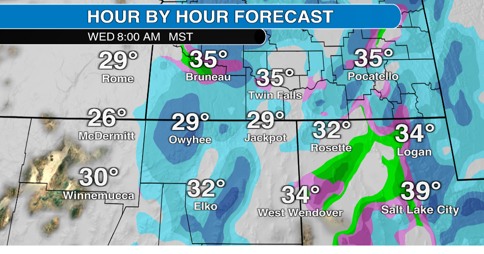 More rain & snow Tuesday & Wednesday in Elko & Twin Falls