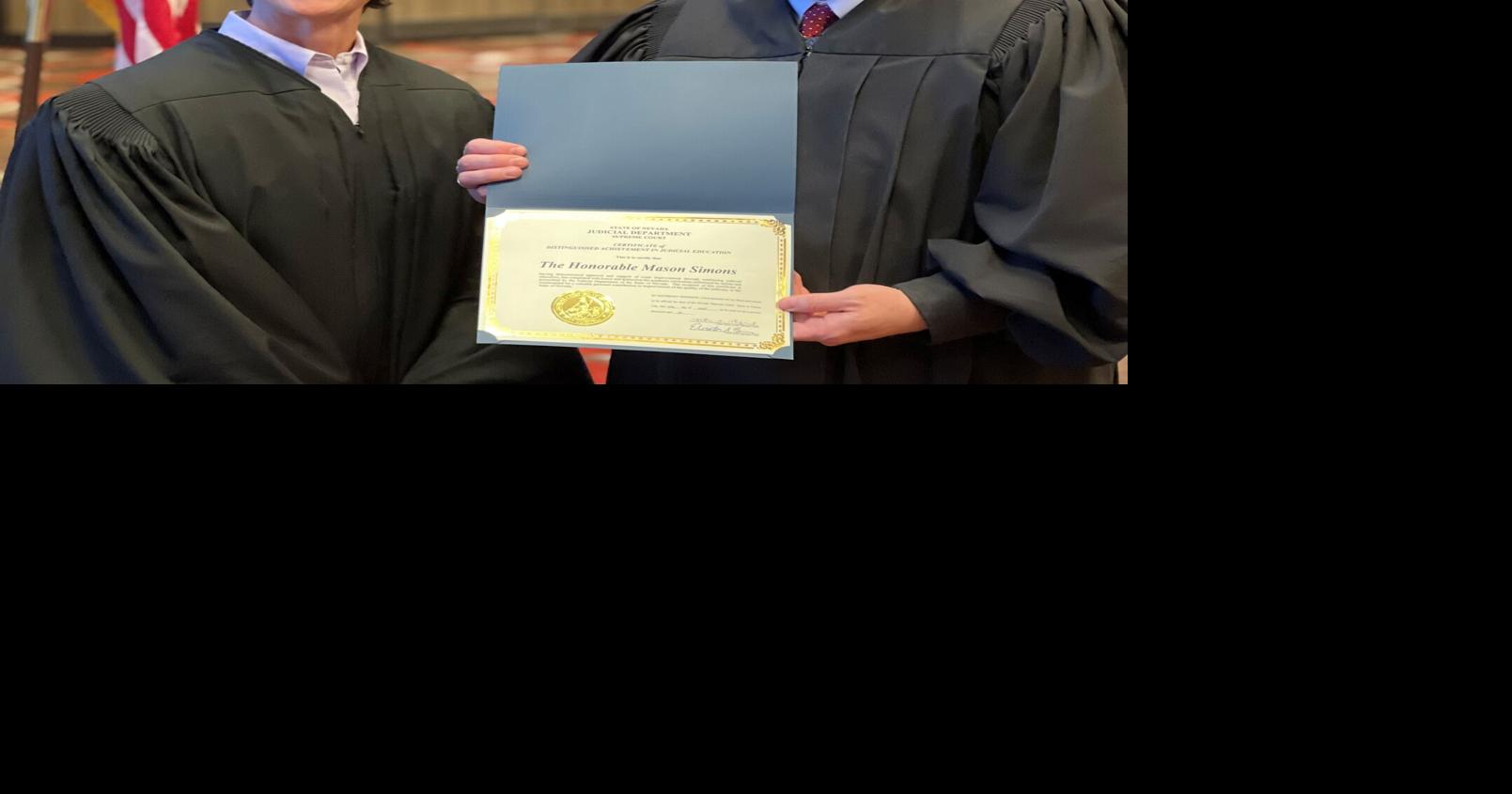 Judge Simons recognized for judicial education by State Supreme Court