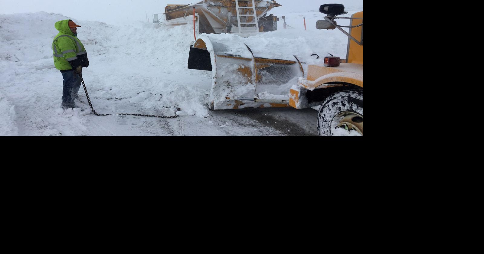 Windswept snow clogs Elko County highways