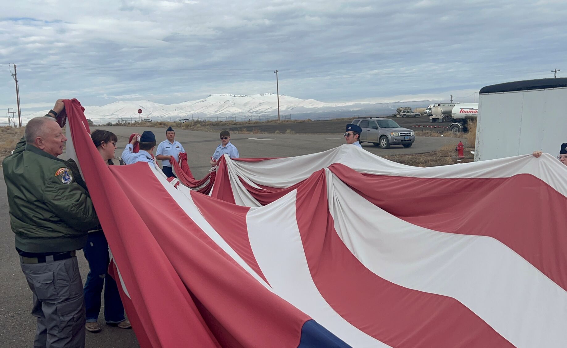 Huge Carlin flag retired by Civil Air Patrol color guard