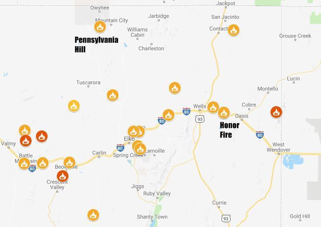 2 wildfires reported Sunday in Elko County