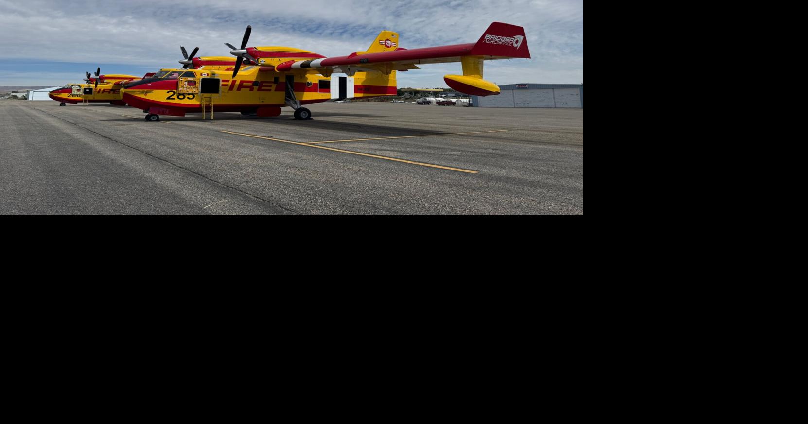 Private firefighting aircraft staging at Elko airport