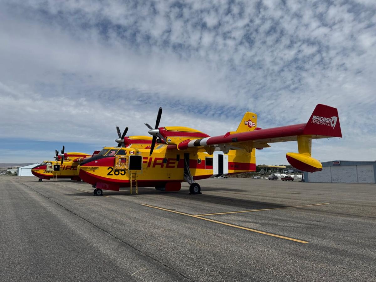 Private firefighting aircraft staging at Elko airport