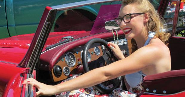 Car show pin up girl