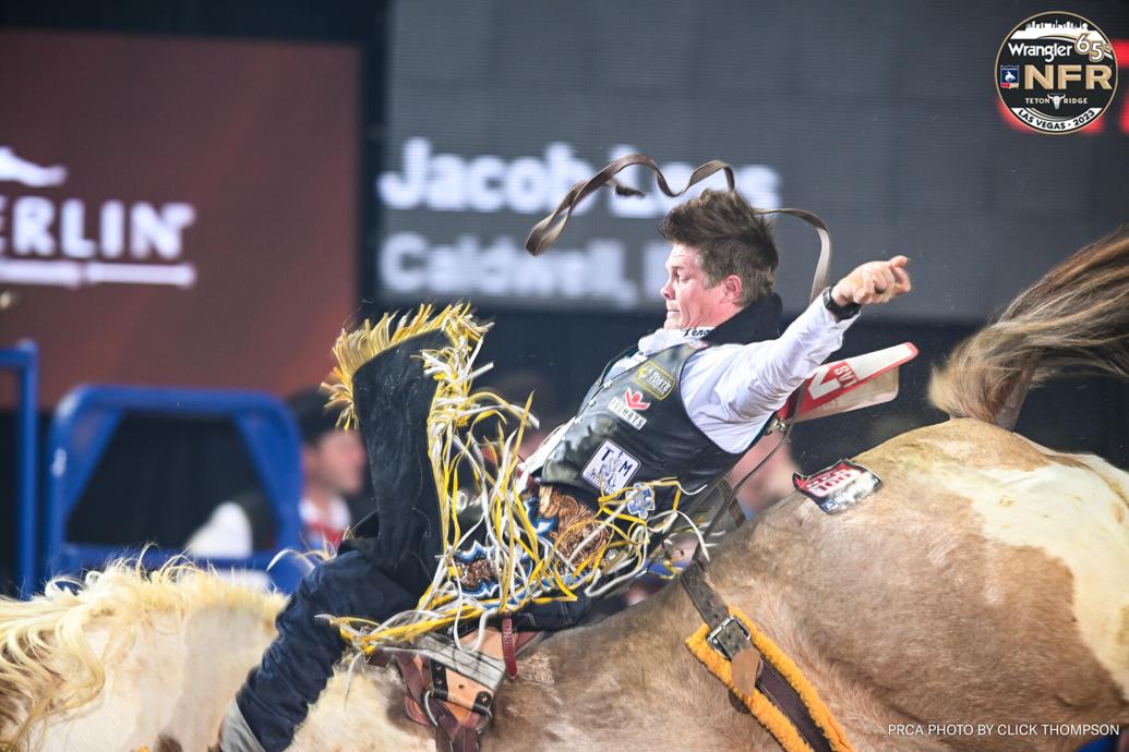 2023_NFR_R08_BB_ Jacob Lees_160 San Angelo Sam_Pete Carr Pro Rodeo ...