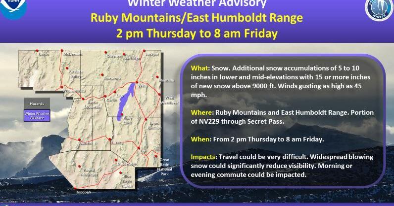 More snow forecast for Ruby Mountains