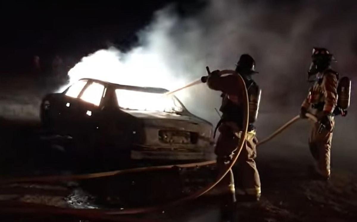 Vehicle fire sparks 'firework show'