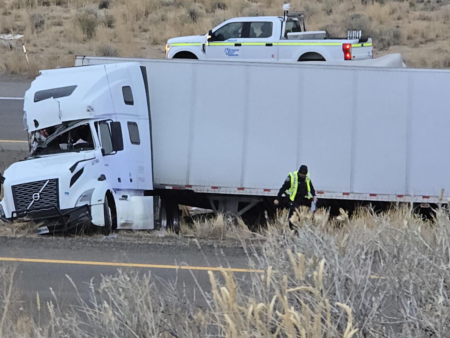I-80 east down to 1 lane after crash involving 2 trucks