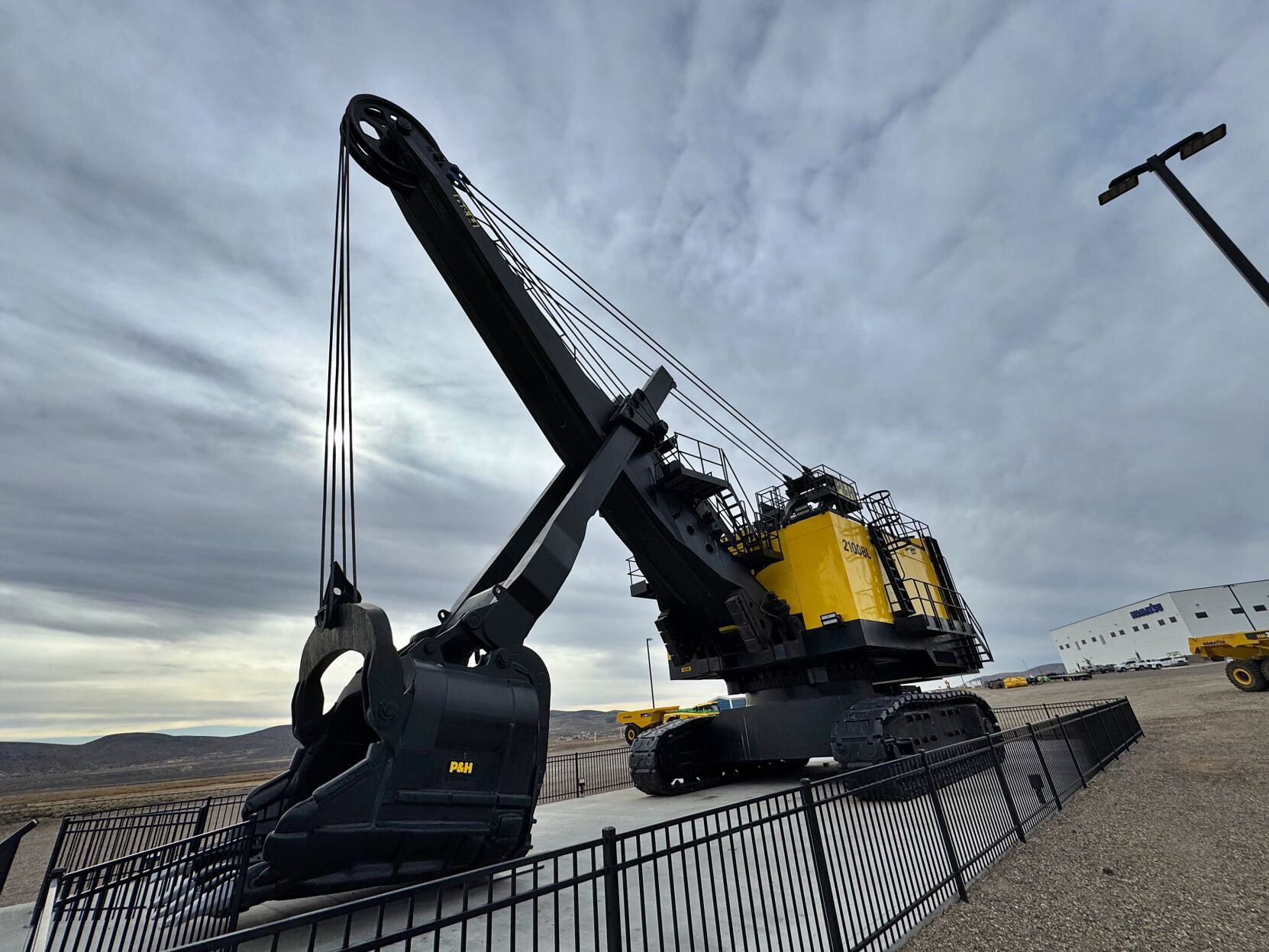Giant electric mining shovel turned into monument at Komatsu