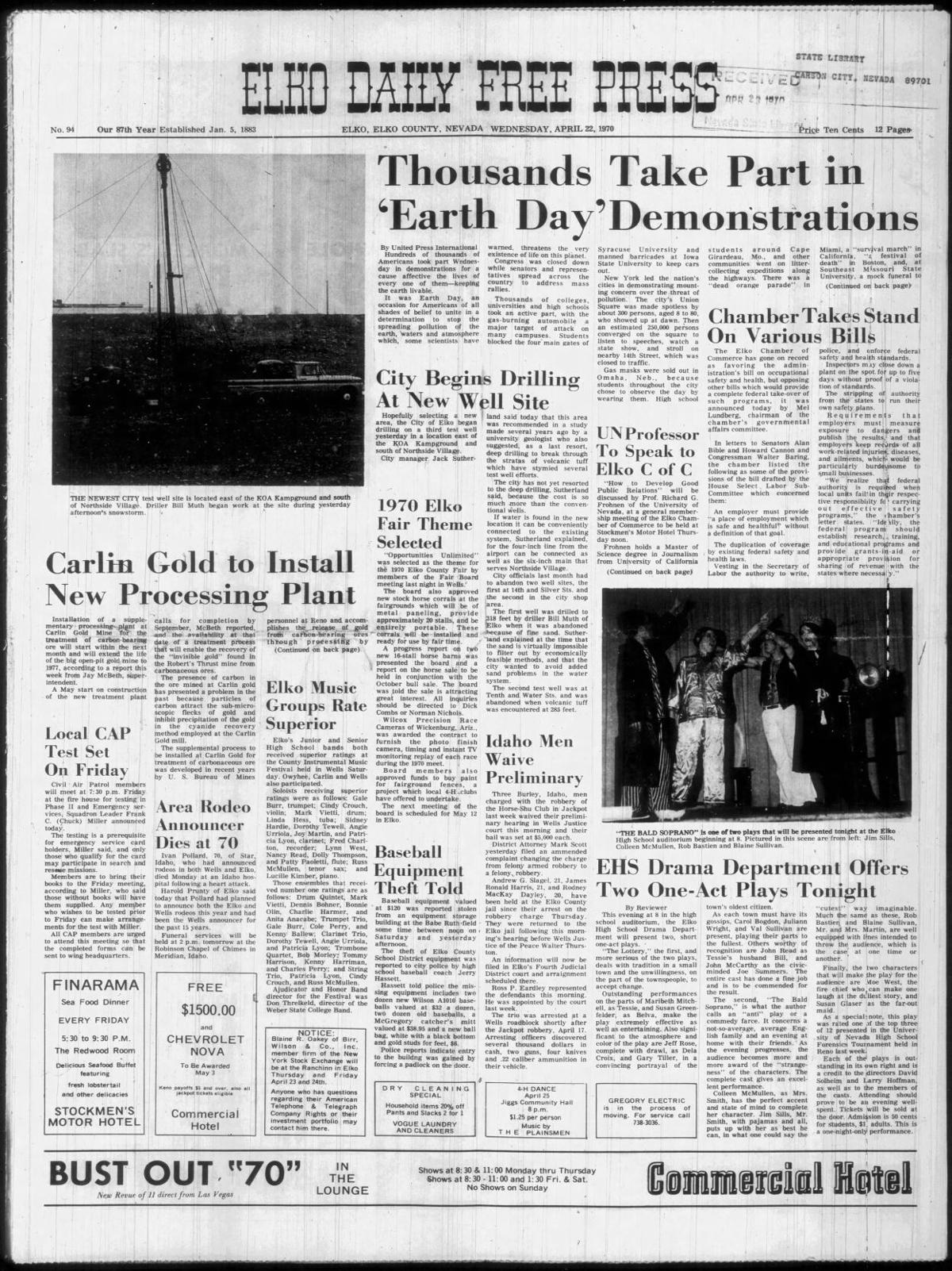 Pages from the Past: Elko celebrates first Earth day