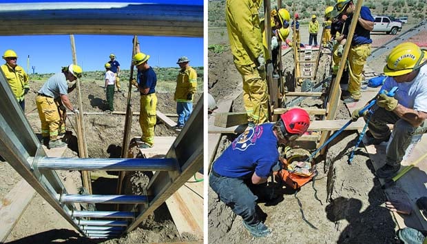 Fire department tests trench rescue technique