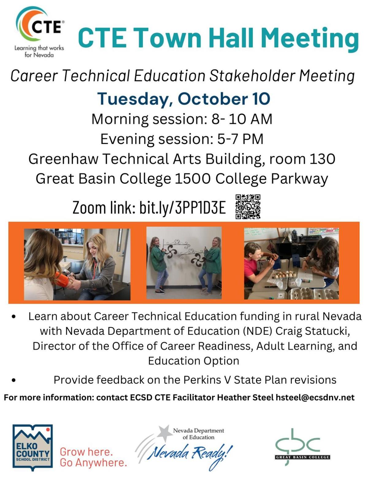 CTE Stakeholder Town Hall Meeting flyer