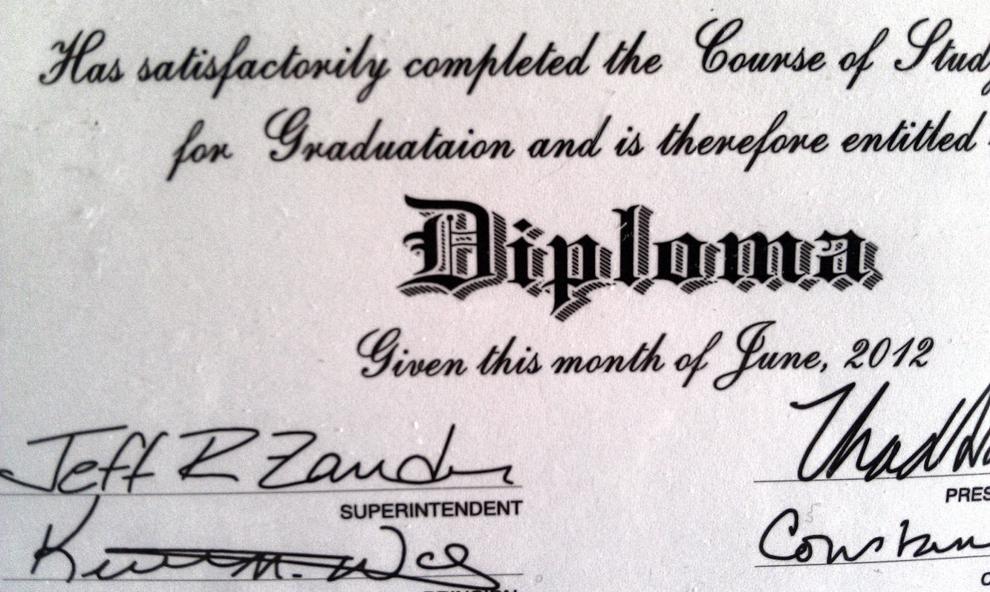 Spring Creek diplomas misspelled
