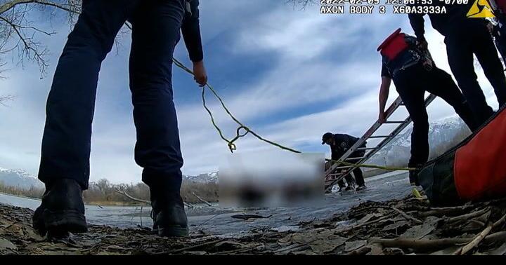Utah police officers fall in icy pond rescuing teen