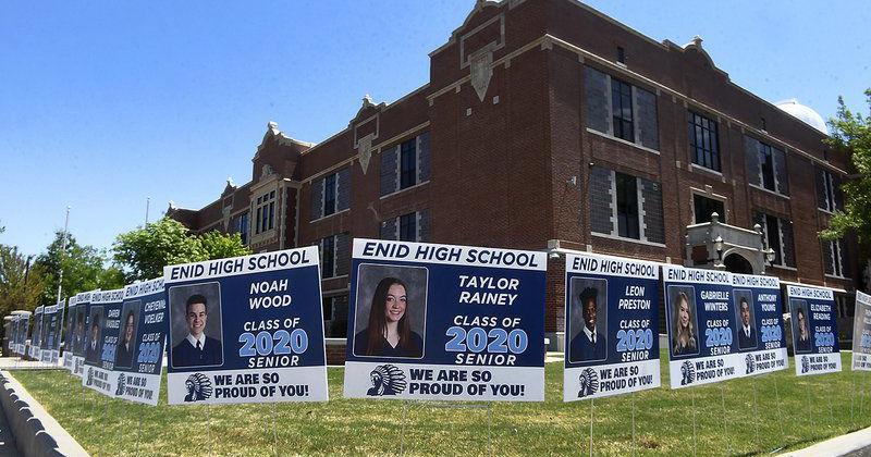 Enid High installs hundreds of yard signs recognizing senior class ...