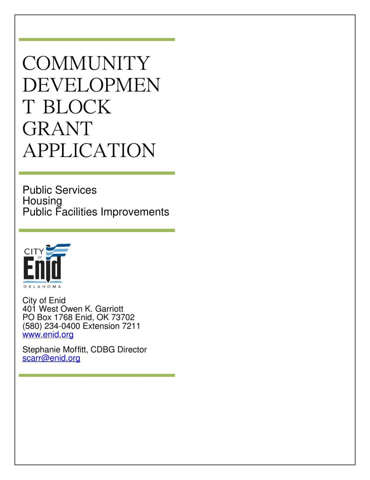 City now accepting CDBG applications | Community | enidnews.com