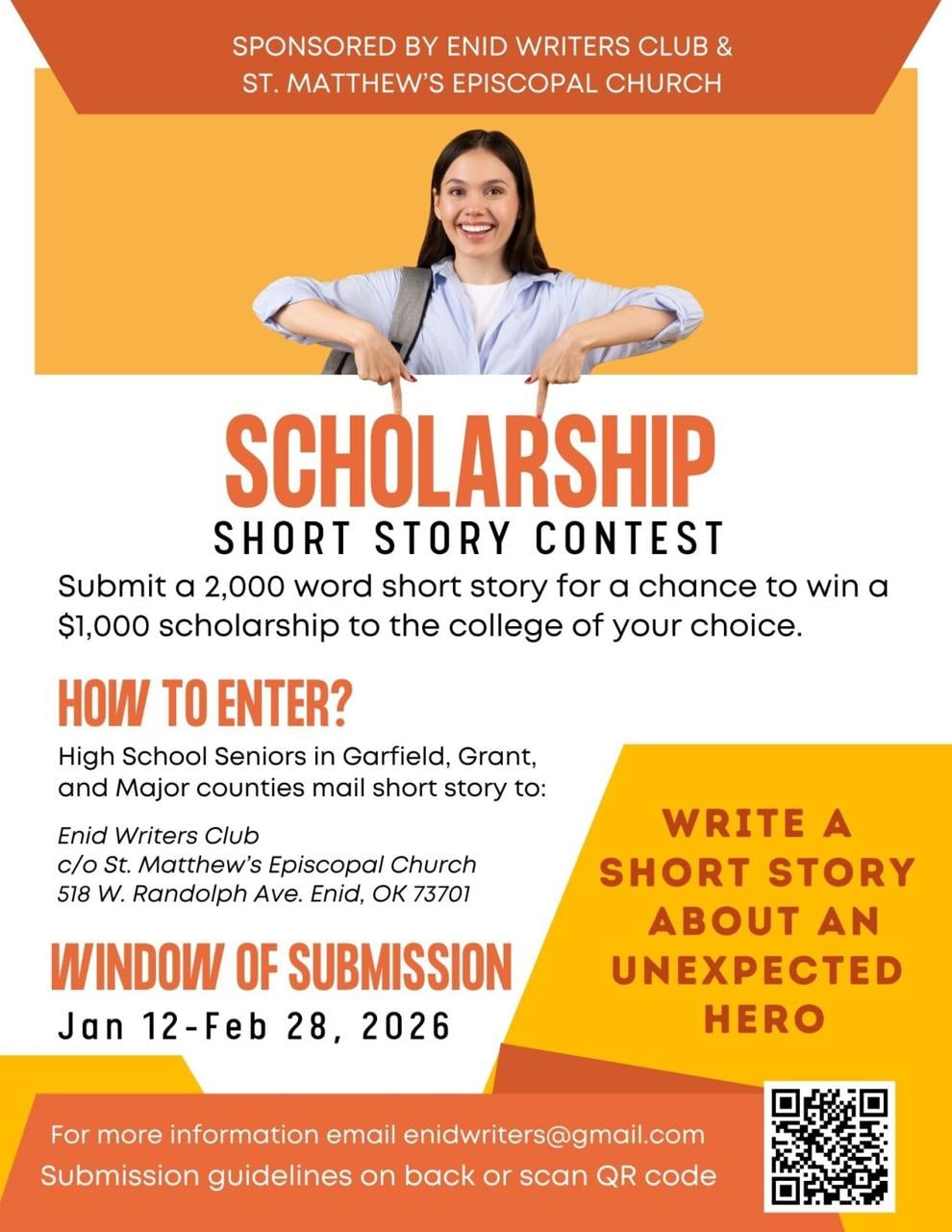 Enid Writers Club's short story contest offers $1,000 scholarship prize ...