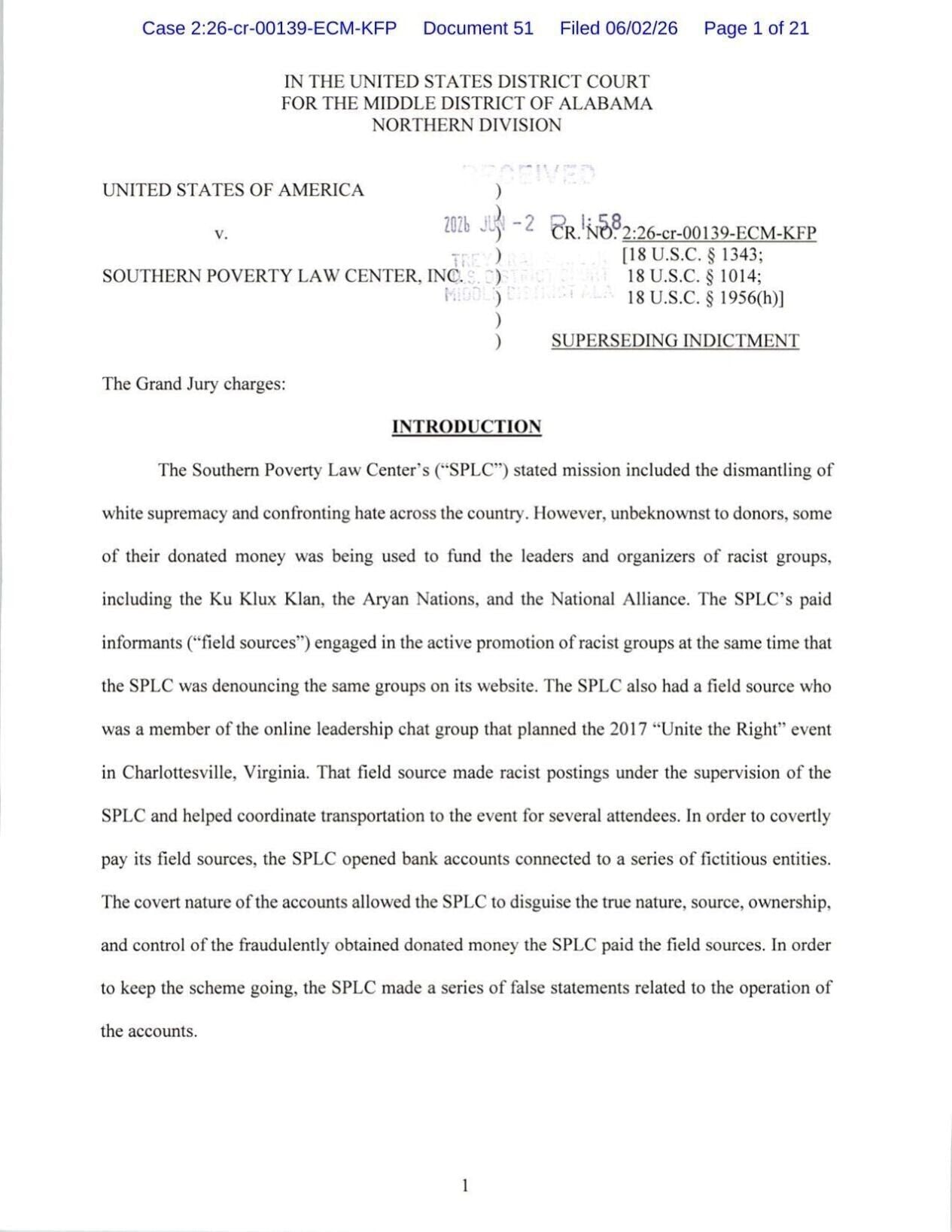 Advocates applaud, condemn SPLC wire fraud charges | National ...