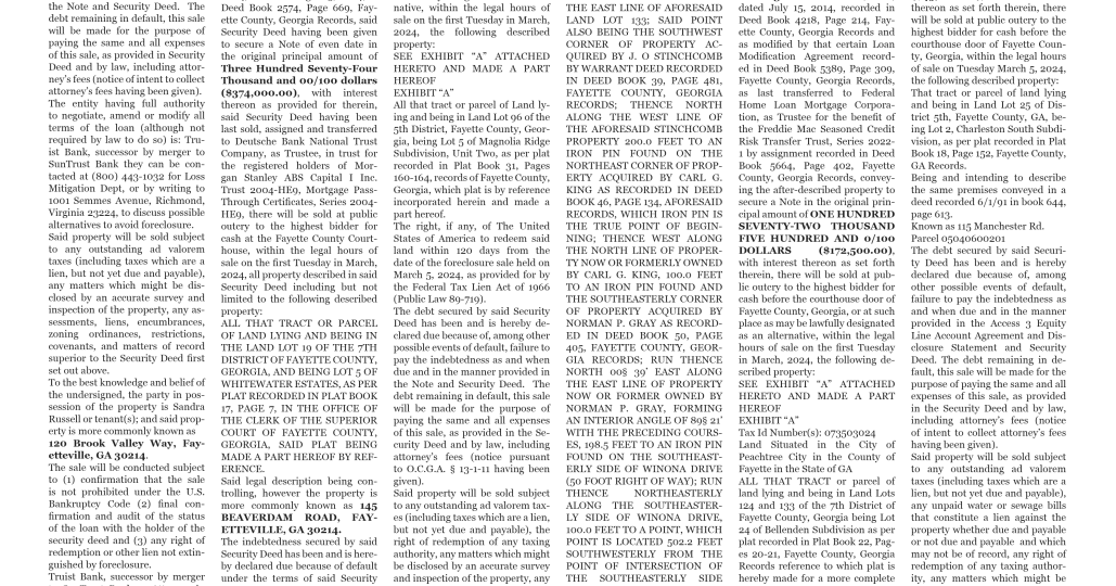 Legal Notices Printed 2-07-2024 | Legal Notices | fayette-news.net