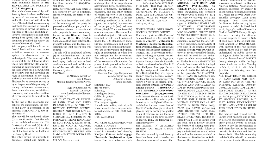 Legal Notices Printed February 4, 2026 | Legal Notices | fayette-news.net
